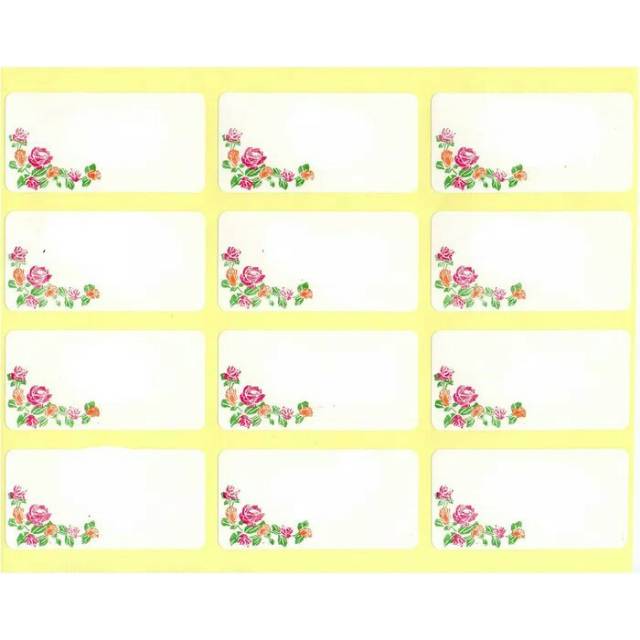 Jual Label stiker undangan ornamen bunga bisa dicetak + nama tamu ...