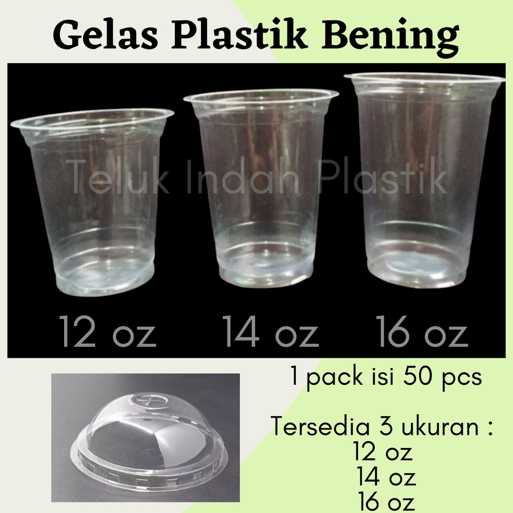 Jual (50pcs) Gelas Plastik Uk 10oz 12oz 14oz 16oz / Gelas Plastik Murah ...