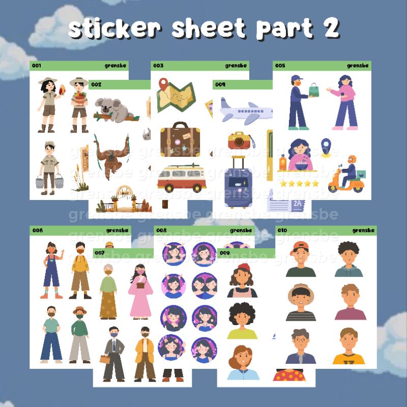 Jual [part 2] sticker sheet journal aesthetic/ sticker cute no cut a7 ...
