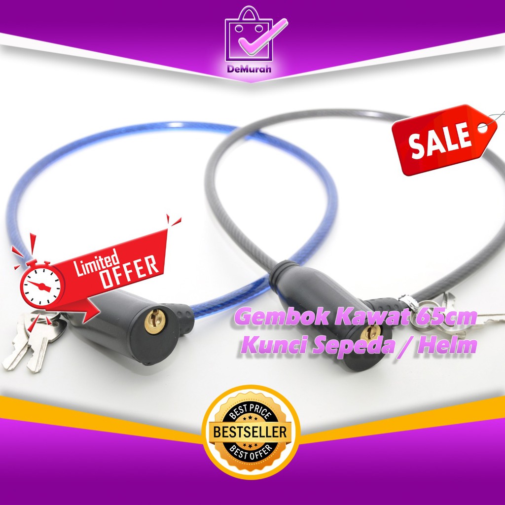 Jual Gembok Kawat 65cm Kunci Sepeda / Helm | Shopee Indonesia