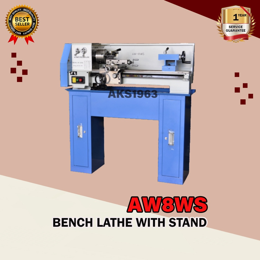 Jual Mesin Bubut Besi Logam Bench Lathe Metal Machine 200 x 430mm AW ...