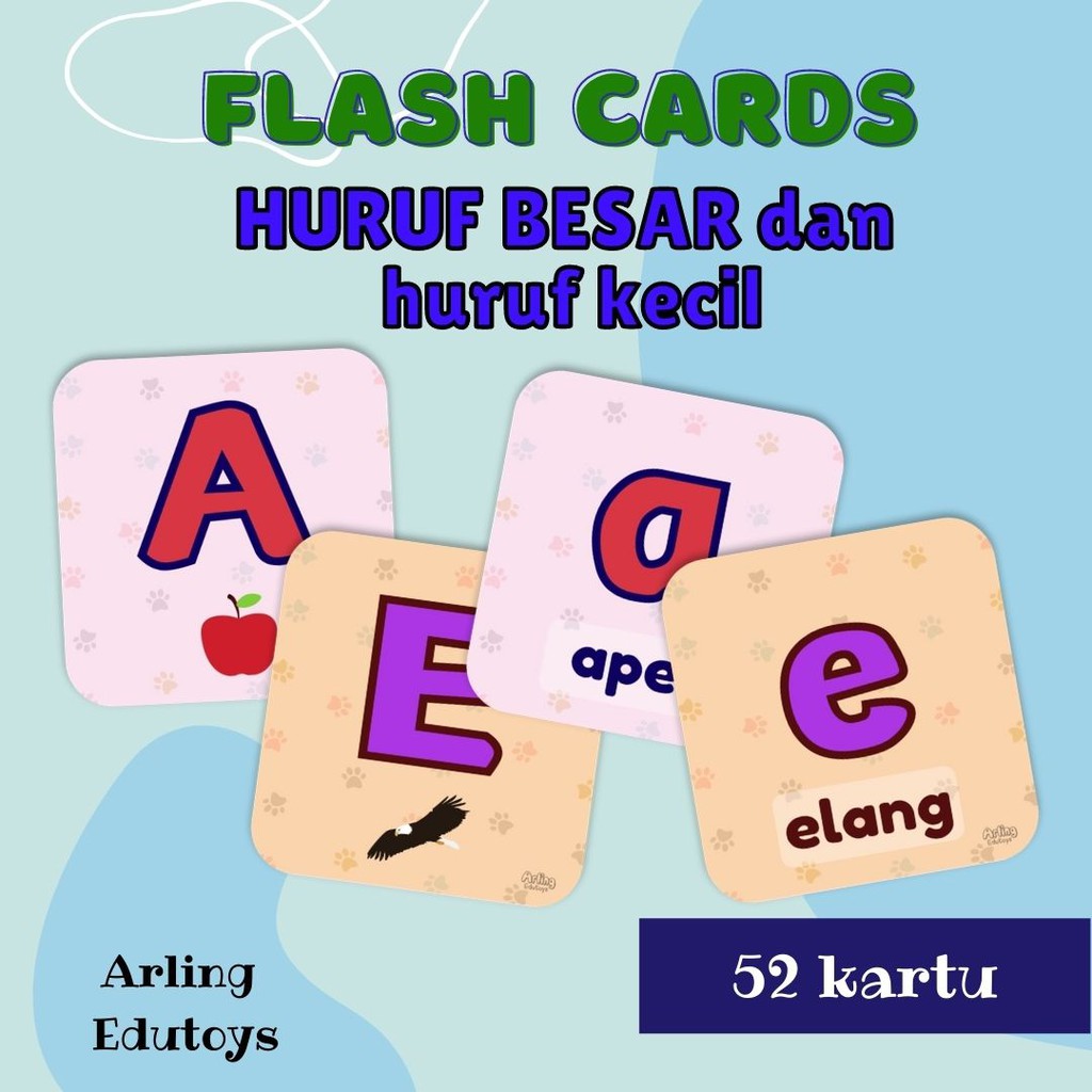 Jual FLASH CARD ALFABET HURUF BESAR HURUF KECIL PAIRING PUZZLE 52 KARTU ...