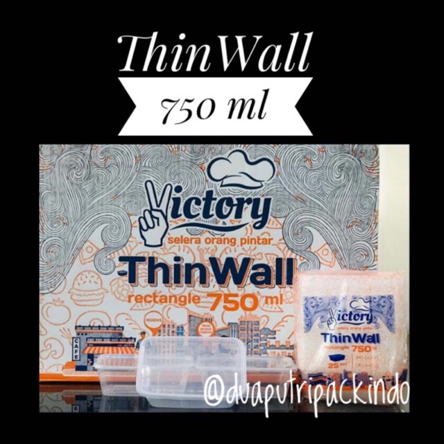 Jual ThinWall Kotak Persegi Panjang (Rectangle) 750 ml merk VICTORY ...