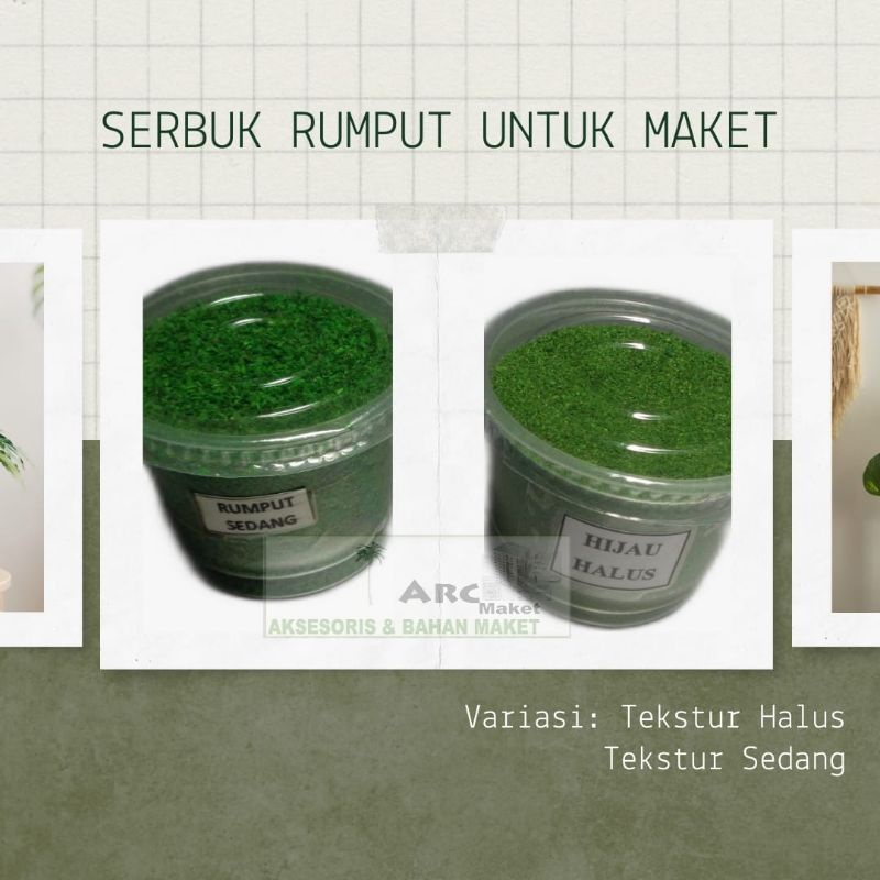 Jual Maket / Miniatur Serbuk Rumput Hijau Tekstur Halus dan Sedang ...