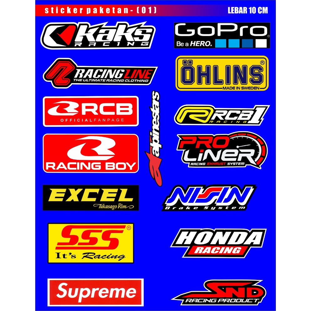 Jual Stiker Racing 1 pack isi 10-15 sticker / sticker racing ukuran ...