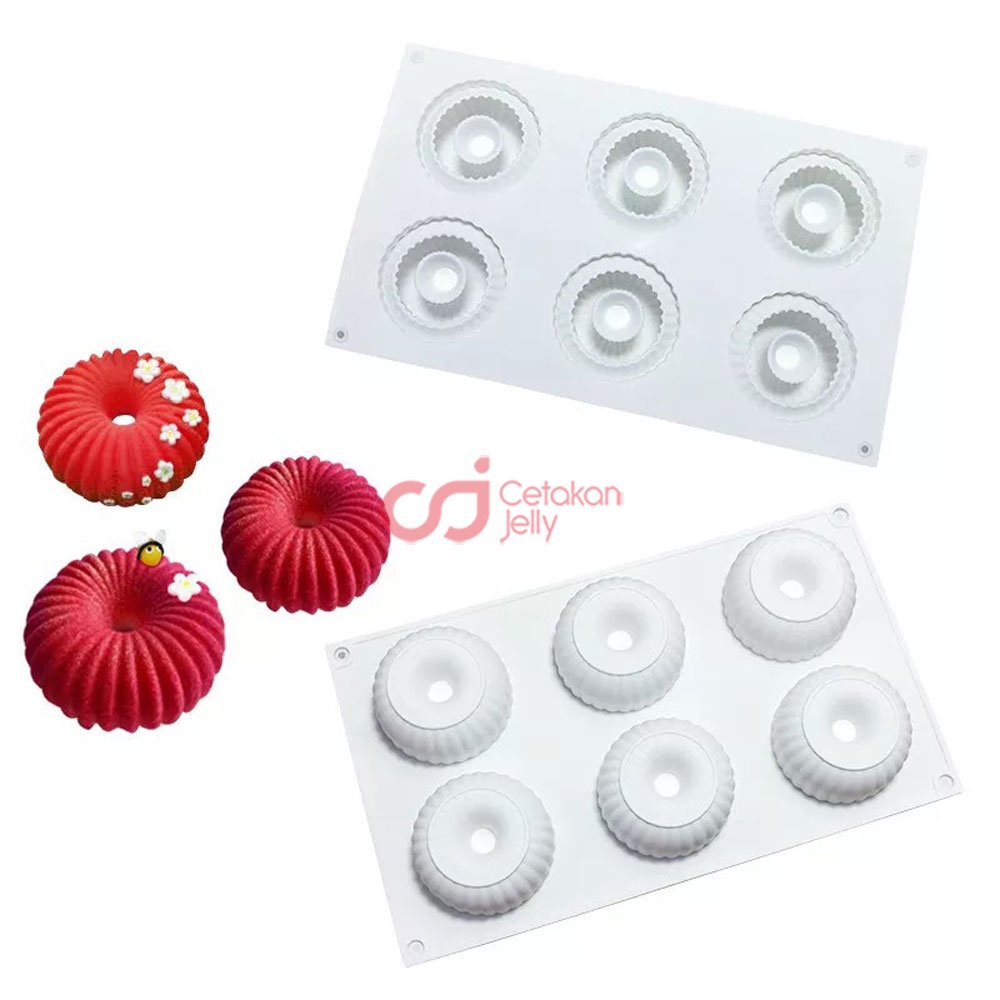 Jual CJ Cetakan Loyang Kue Bolu Cake Jelly Puding Helix Mousse 6 Cavity ...