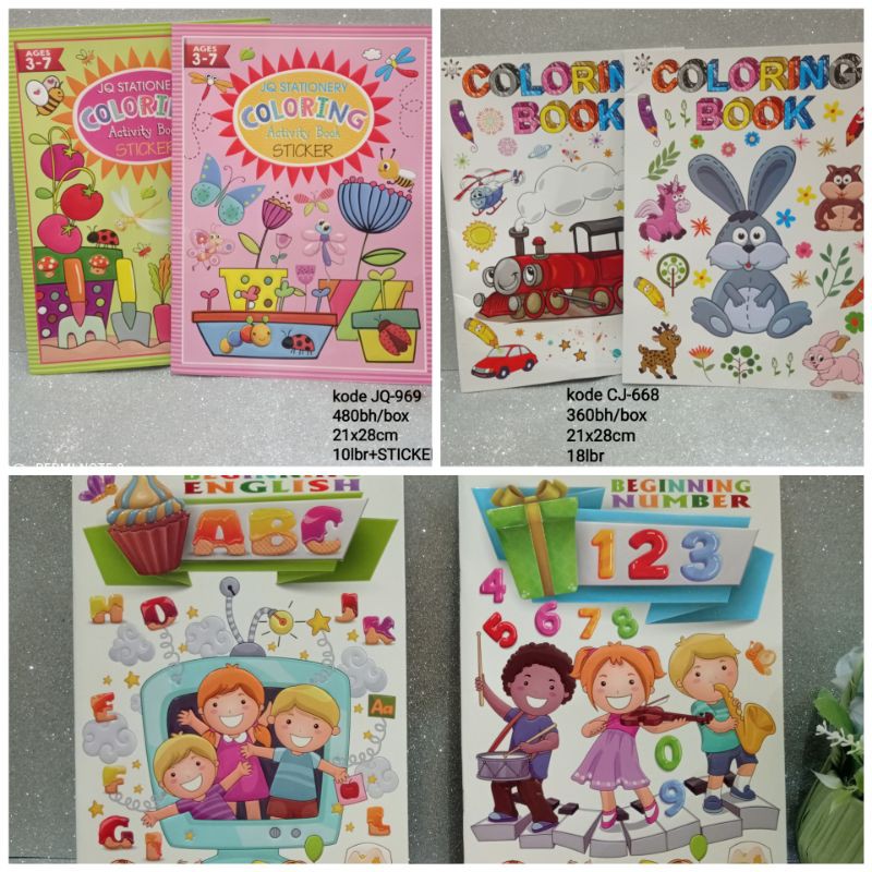 Jual coloring book for kids/buku mewarnai anak import/buku gambar/buku ...