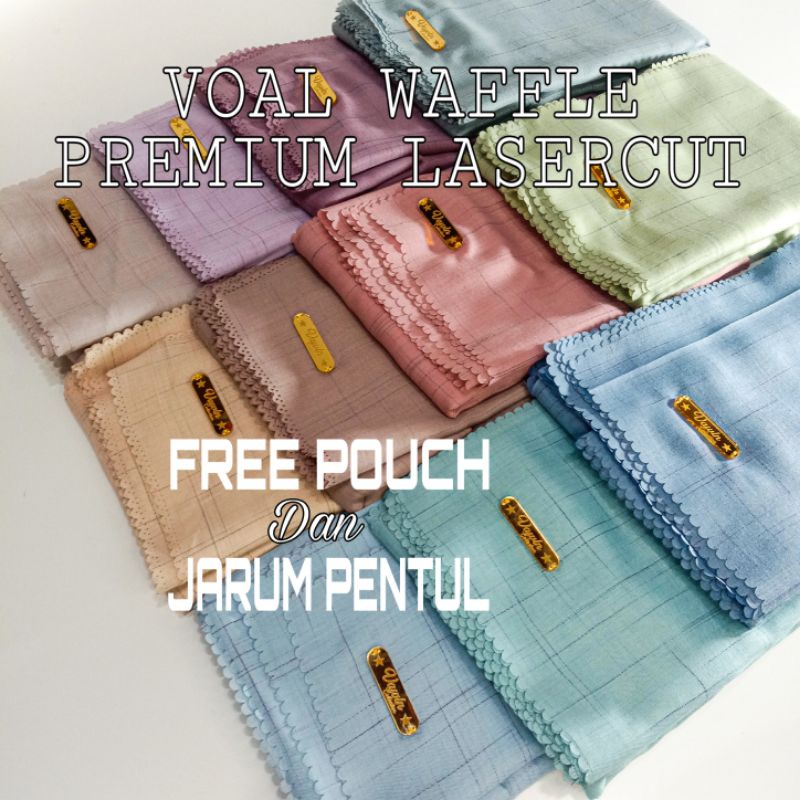Jual Segiempat VOAL WAFFLE Premium Lasercut FREE POUCH Dan JARUM PENTUL ...