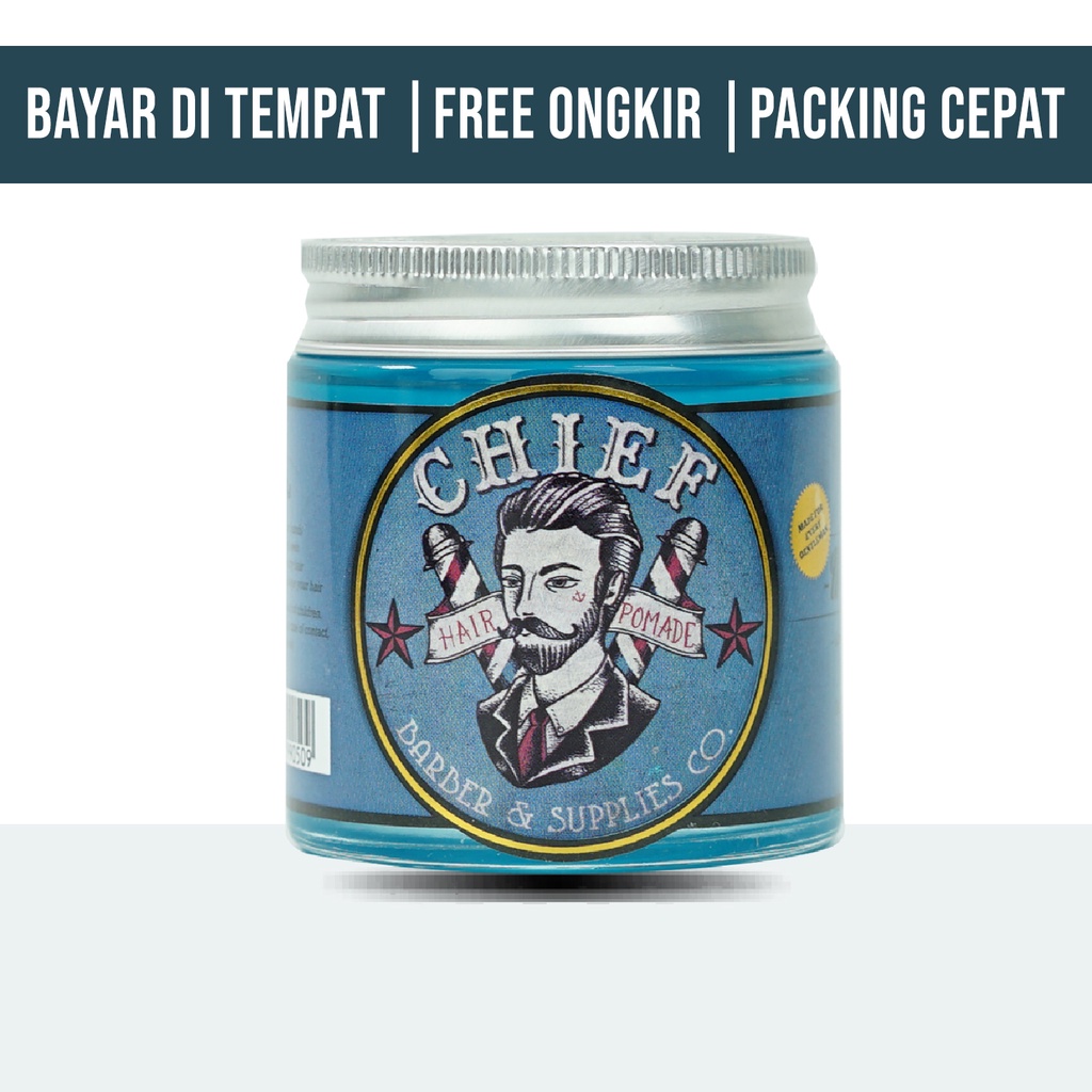 Jual Chief Pomade Blue Waterbased Strong Hold Pomade 100% Original ...