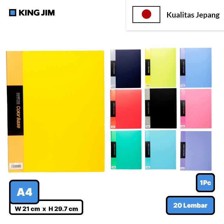Jual King Jim Clear File Color Base 20 Pocket A4 132C-A4 / Clear Holder ...