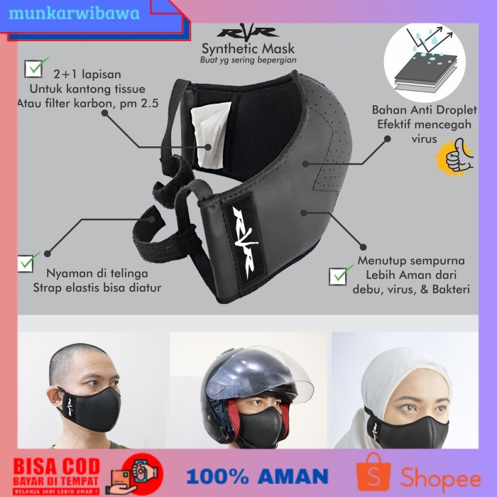 Jual (BISA COD) Masker Synthetic RVR (Masker Polusi / Masker Motor ...