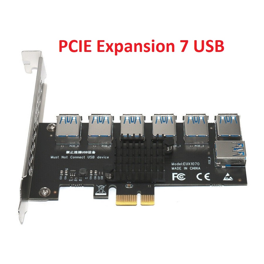 Jual PCIE Expansion Riser Card 7 Port USB 3.0 Mining VGA Extender ...