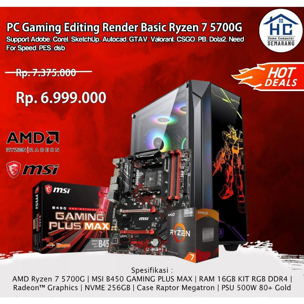 Jual PC Gaming Editing Render Basic Ryzen 7 5700G 16GB RAM Radeon ...