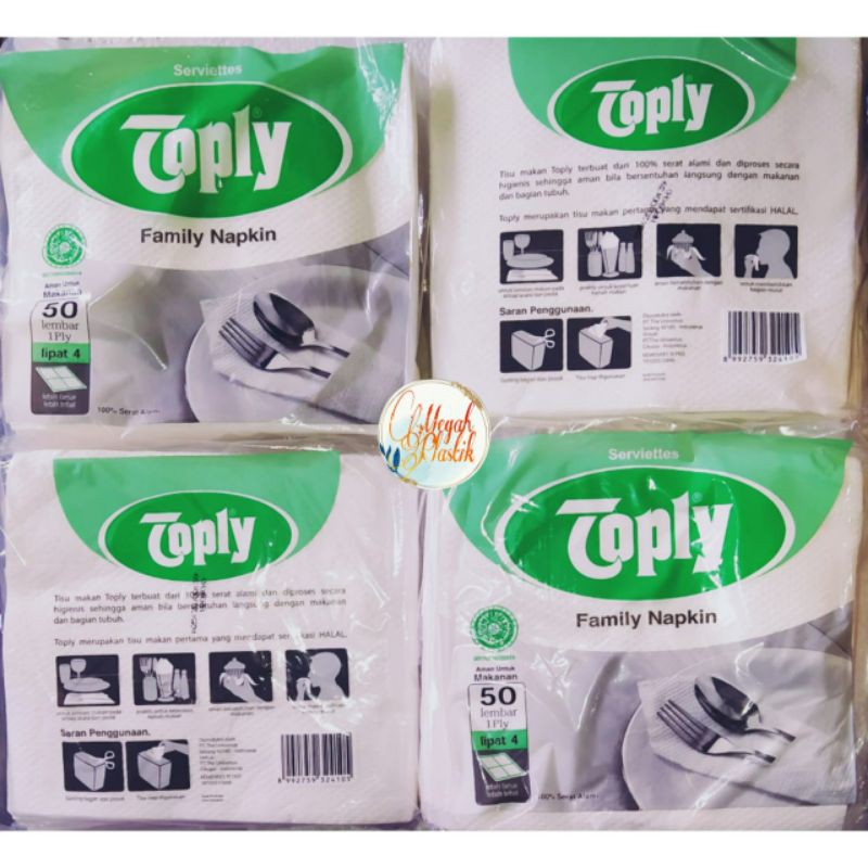 Jual Tissue Toply Napkin isi 50 lembar, utuh Dan belah | Shopee Indonesia