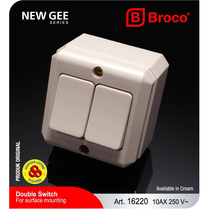 Jual BROCO SAKLAR SERI OUTBOW 16220 OB NEW GEE - SAKLAR DOUBLE / 2 GANG ...