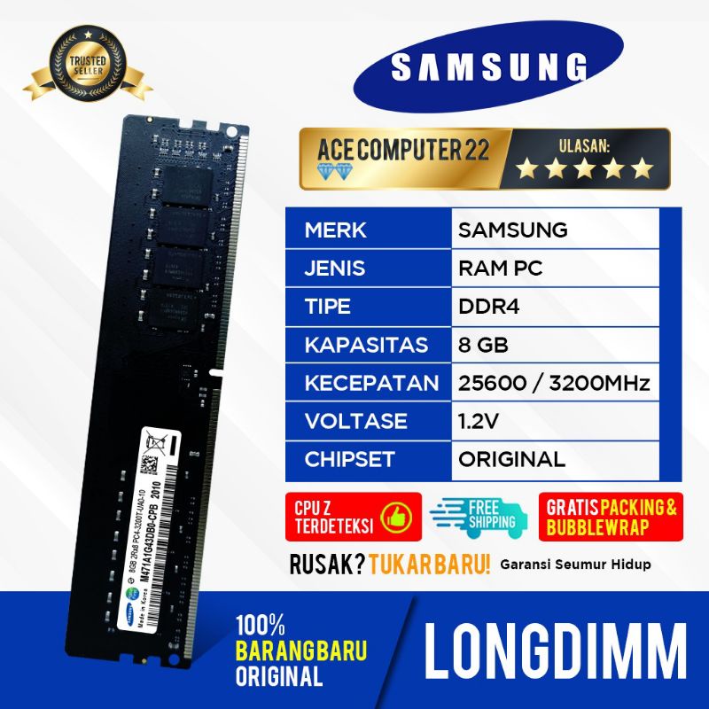 Jual SAMSUNG LONGDIMM DDR4 8GB PC 25600 / 3200MHz | Shopee Indonesia