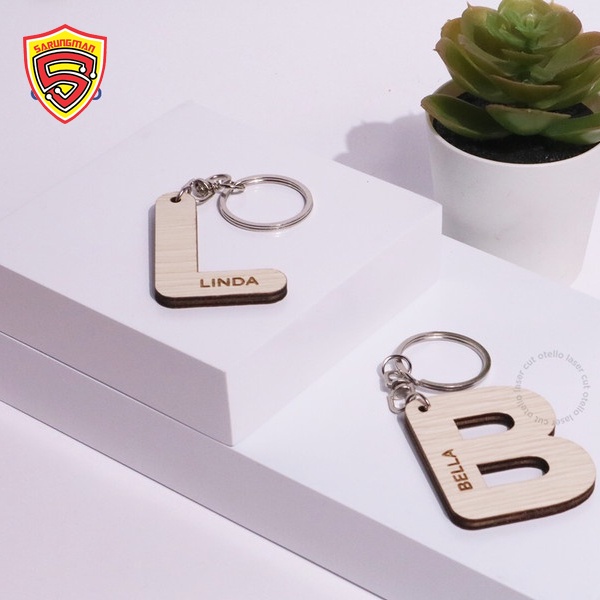Jual Custom Gantungan Kunci Kayu Alfabet Grafir Wood Keychain Letter ...