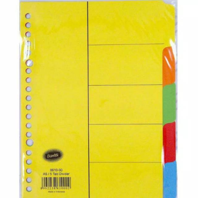 Jual Pembatas file A5 / divider bantex / pembatas binder A5 | Shopee ...