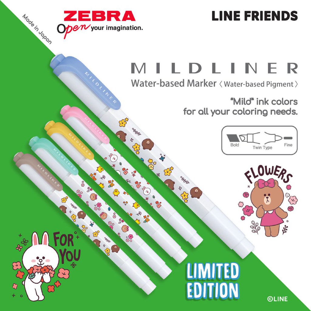 Jual Mildliner Zebra Line Friends Limited Edition Bold Tip & Fine Tip ...