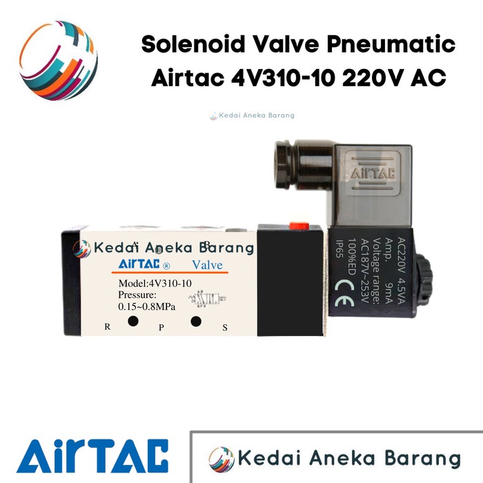 Jual Solenoid Valve Airtac 4V310-10 4V310 10 220V AC / 24V DC Pneumatic - 220V AC BMS27 | Shopee ...