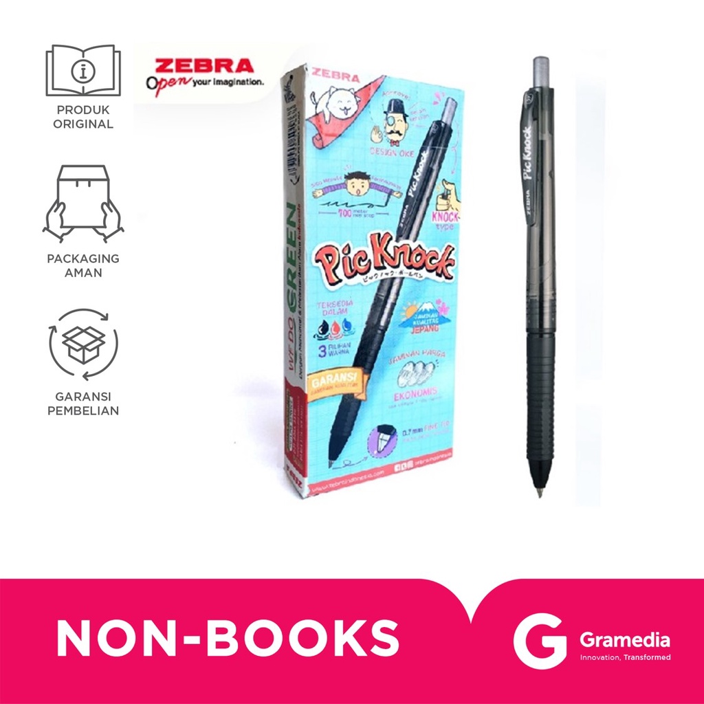 Jual Zebra Piccolo Knock 0.7 Black Set 12 | Shopee Indonesia