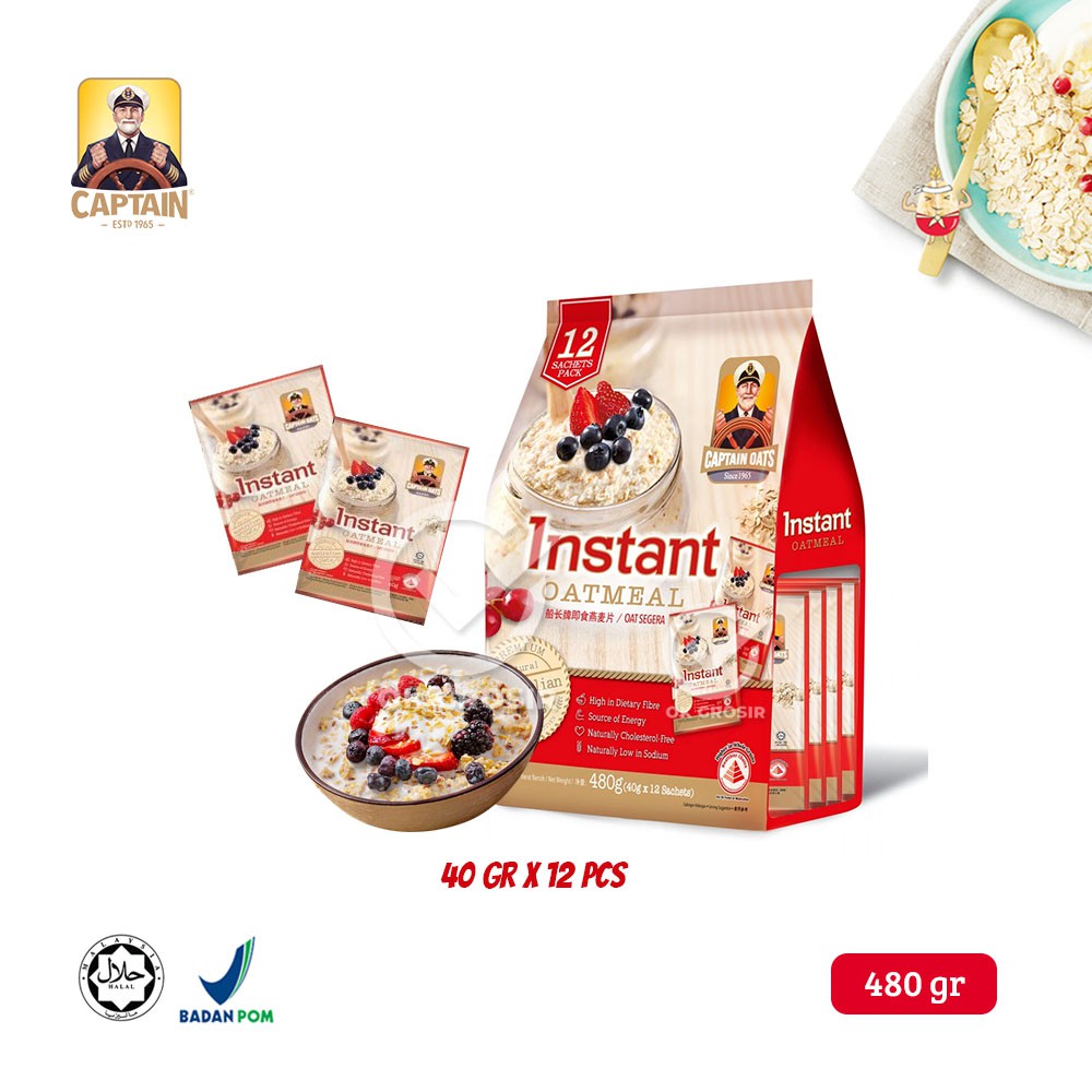Jual Captain Oats Instant Oatmeal Diet Sachet (40 gr x12 pcs) | Shopee ...