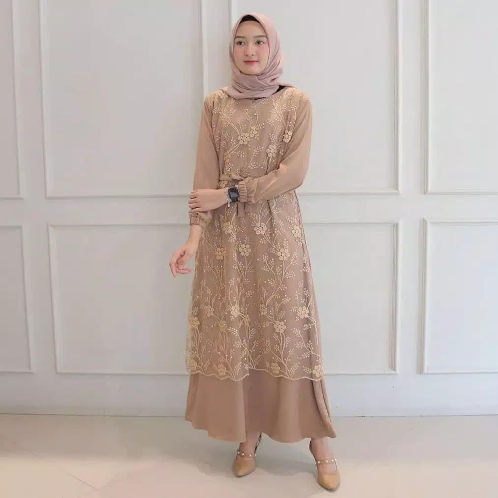 Jual Alma dress mix - brukat bunga - Gamis kondangan pesta - Dress termurah - Gamis muslim ...