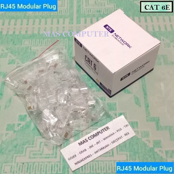 Jual NYK RJ45 Cat 6E isi 50pc / Kepala RJ 45 Cat 6E | Shopee Indonesia