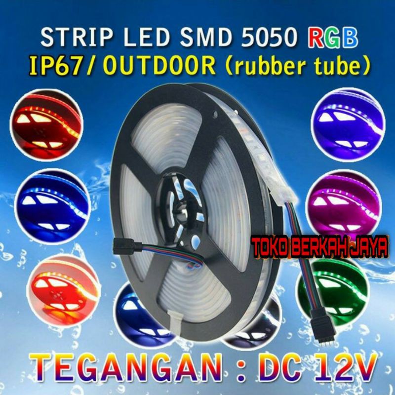 Jual Lampu LED Strip 5050 RGB DC 12 VOLT Ip67 + rubber tube WATERPROOF ...