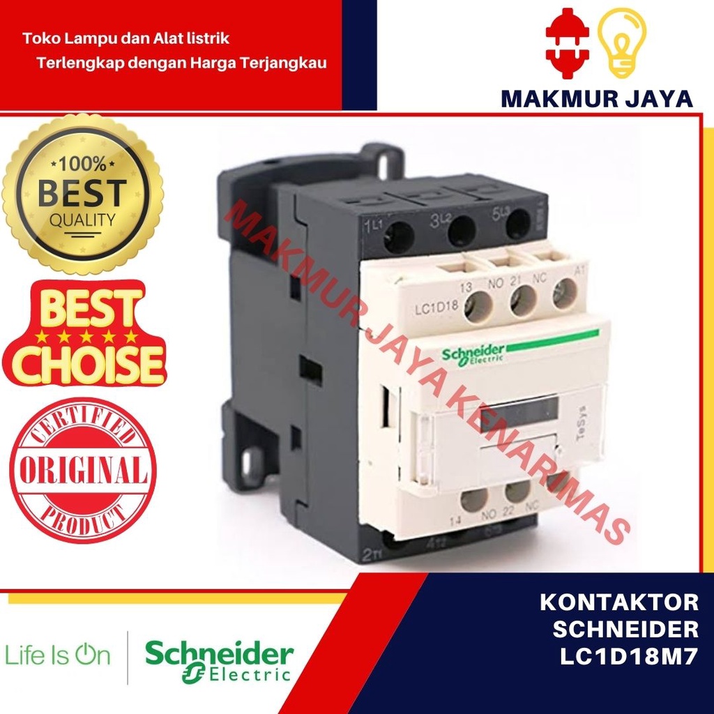 Jual Kontaktor contactor schneider LC1D18M7 220V ORIGINAL | Shopee ...