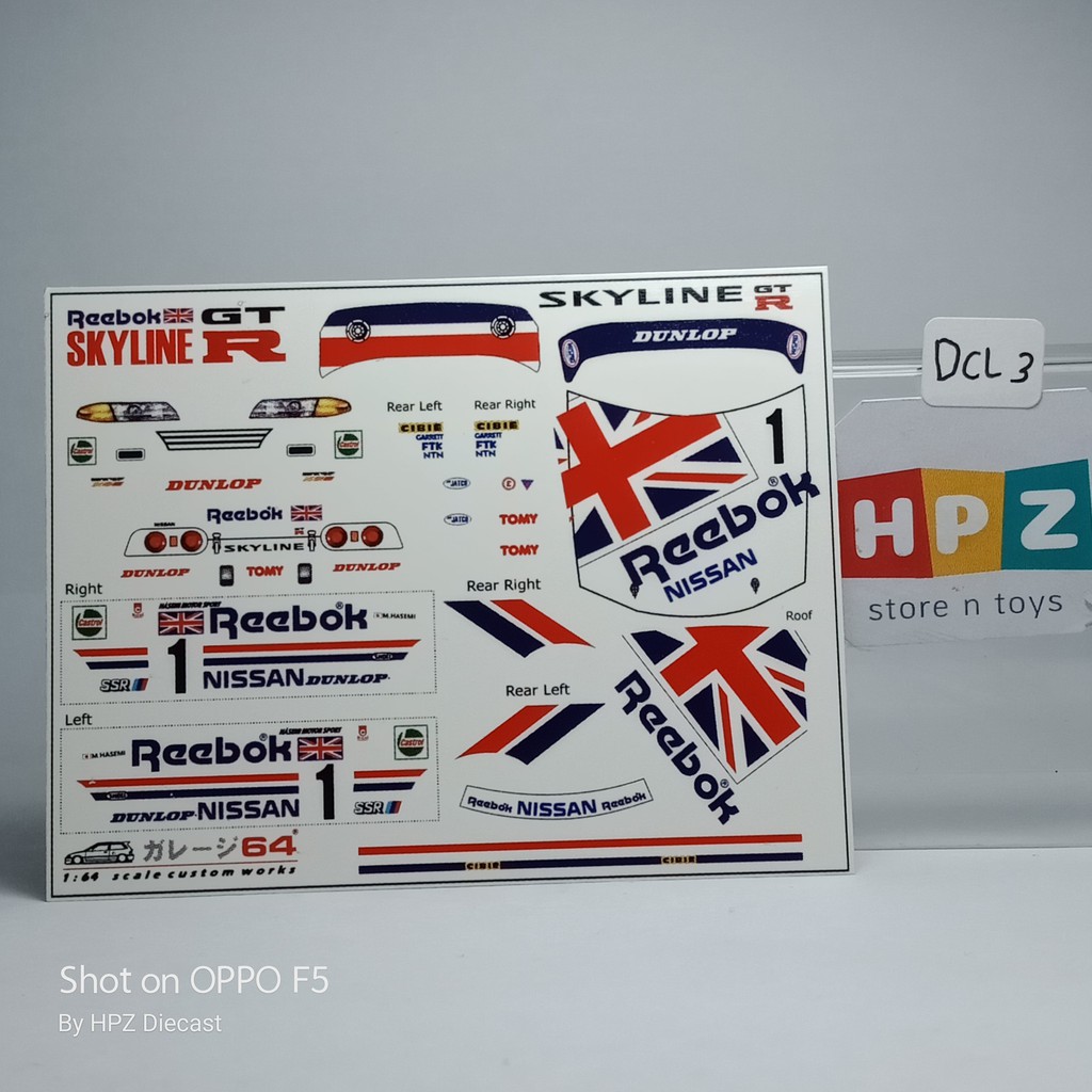 Jual Decal Set Hotwheels Skyline R32 Reebok JTCC DCL3 | Shopee Indonesia