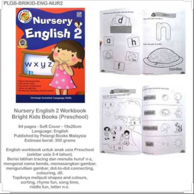 Jual Nursery English 2 Workbook Bright Kids Books (Preschool) | Shopee ...