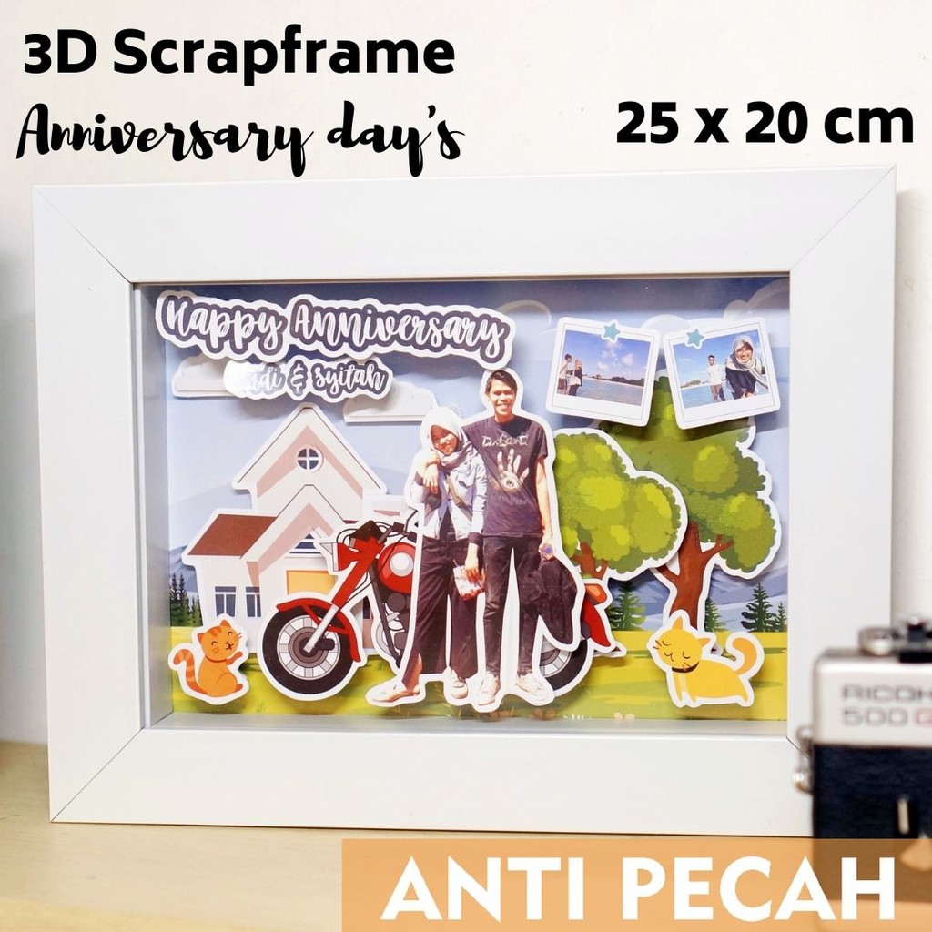 Jual Frame Foto 3D Scrapframe Kado Anniversary Custom Fiber ANTI PECAH ...