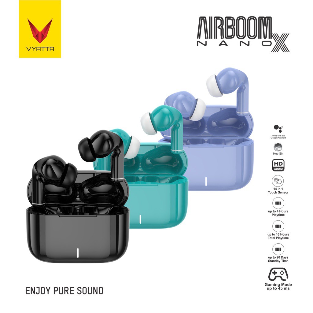 Jual VYATTA Airboom Nano X TWS Bluetooth Headset / Earphone HD Sound, Gaming Mode, AAC-C ...