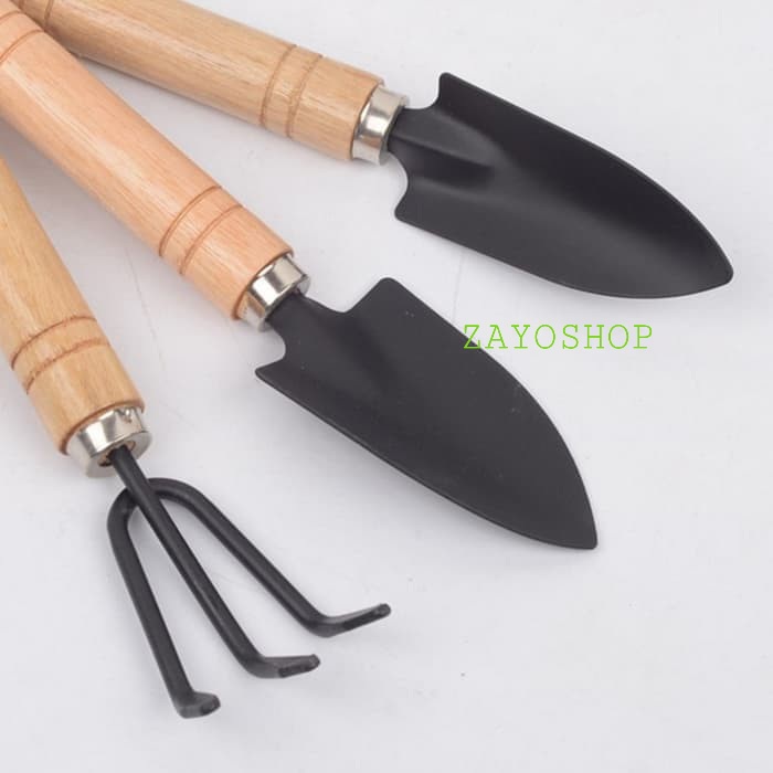 Jual Sekop Mini Alat Berkebun 3 in 1 Gagang Kayu Garden Tool Set isi 3 ...