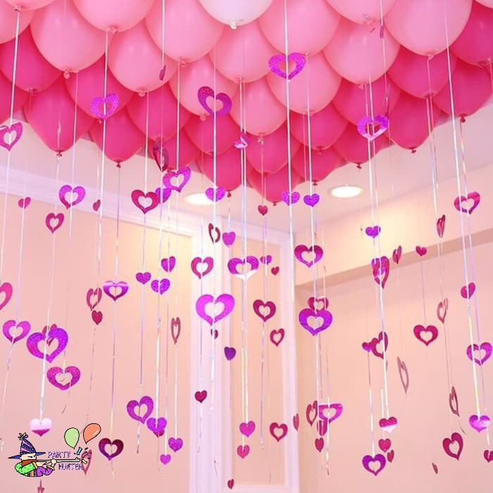 Jual Hiasan Rumbai Balon dan Bentuk Hati Berkilau / Dekorasi Gantungan ...