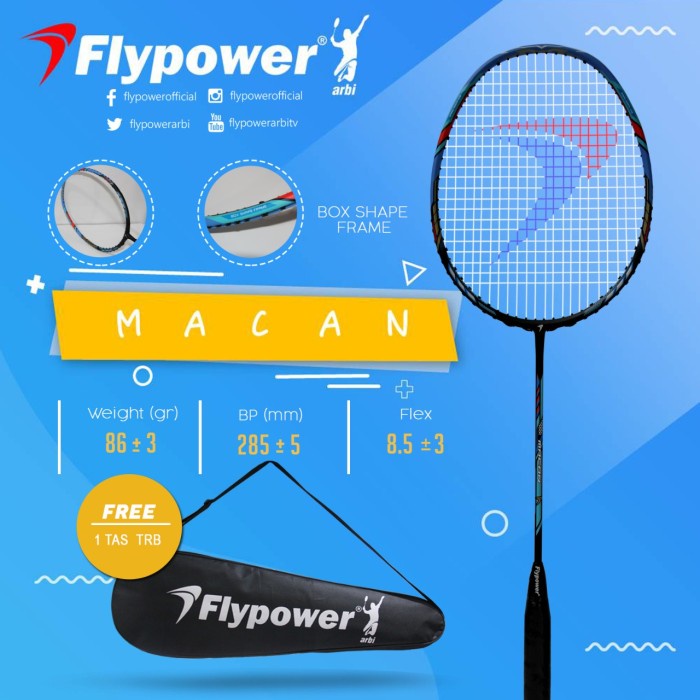 Jual RAKET BADMINTON FLYPOWER MACAN ORIGINAL | Shopee Indonesia