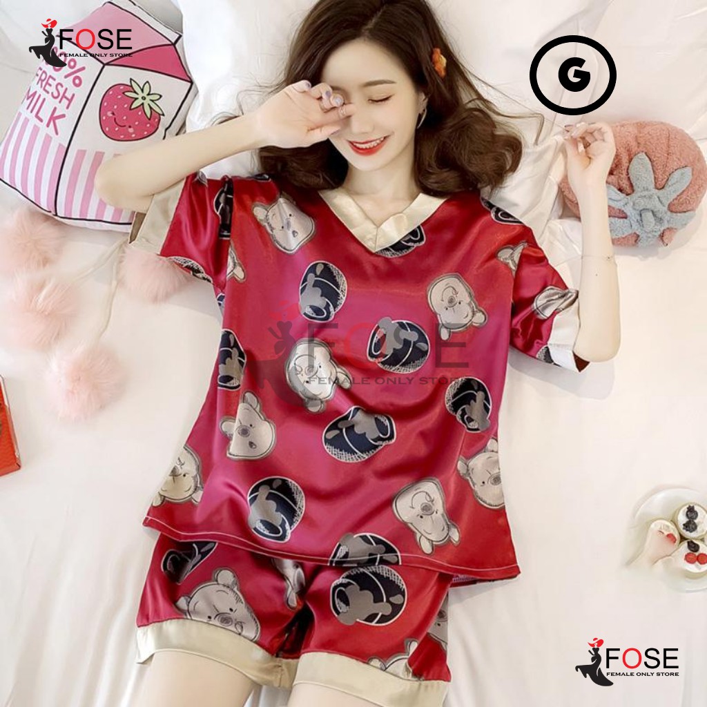 Jual Baju Piama Wanita Piyama Pajamas Set Pendek Tidur Satin Wanita ...