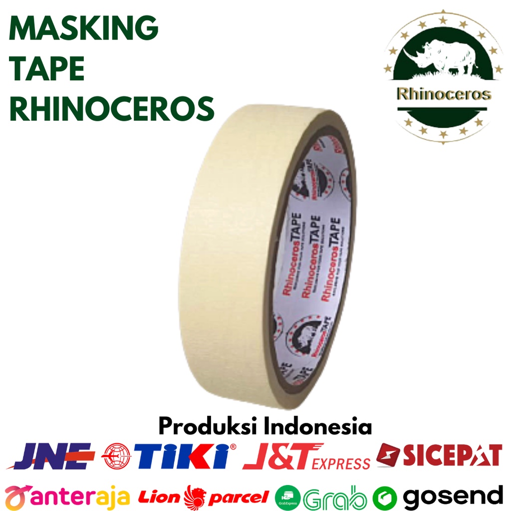 Jual Lakban Kertas Masking Tape RHINOCEROS Tape Putih 24mm x 10m ...
