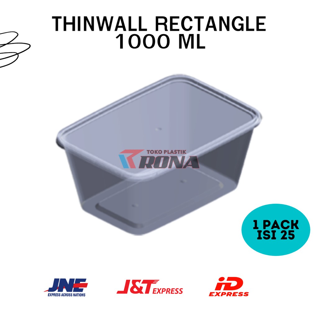 Jual THINWALL PERSEGI PANJANG 1000 ML THINWALL KOTAK 1000 ML TEMPAT ...