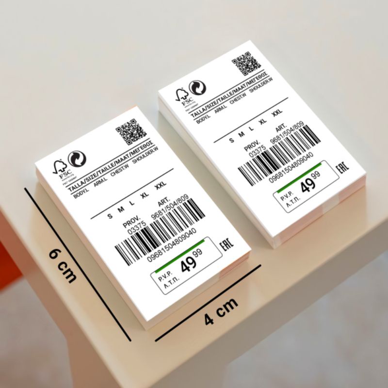 Jual hang tag label baju murah ukuran 4x6 bonus tali , hangtag barcode ...