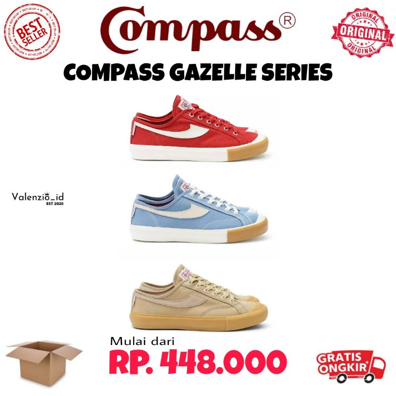 Jual (ORIGINAL) Sepatu Compass Gazelle Low Red Gum/Blue Sky/Cappucino ...