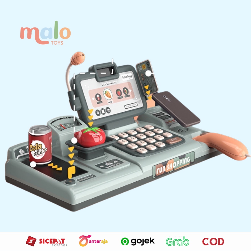 Jual MALOTOYS - Cashier Pretend Play Sets Mesin Kasir Mainan Sensor ...