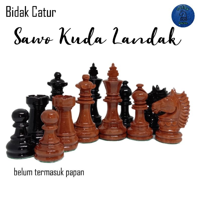 Jual Bidak Catur Kayu Sawo model Kuda Landak FREE POUCH | Shopee Indonesia