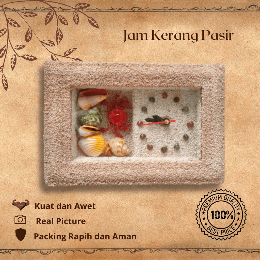 Jual Jam Dinding Hias Kerang Pasir Laut Asli Model Kotak Jam Tempel Jam ...