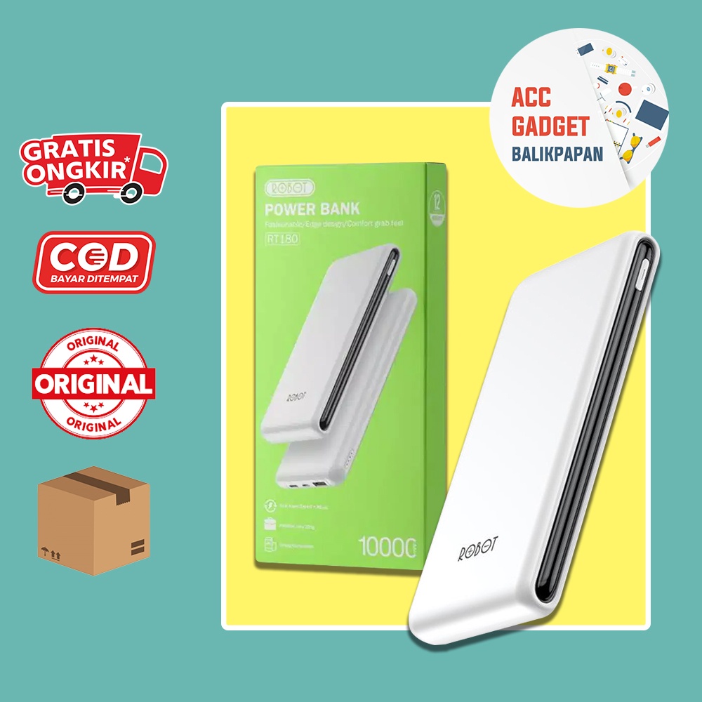 Jual Powerbank ROBOT 10000mah RT180 2.4A Dual Input Port Type C & Micro ...
