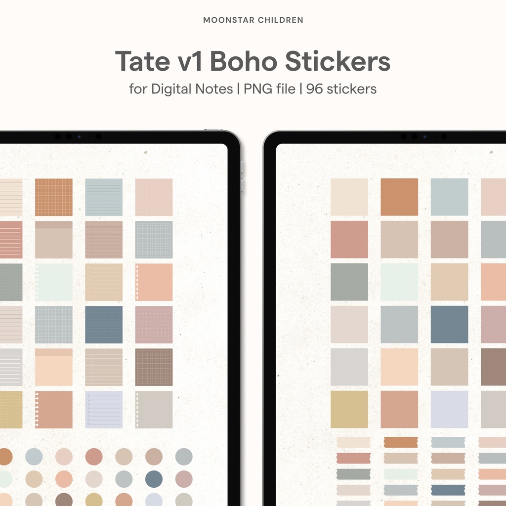 Jual Tate v1 Boho Sticky Notes Digital Memo Stickers for Bujo Bullet ...
