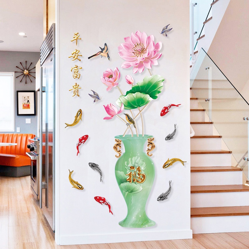 Jual METH 60X90 WALLSTICKER VASE VAS POT POTS KEMBANG ROSE 3D STICKER ...