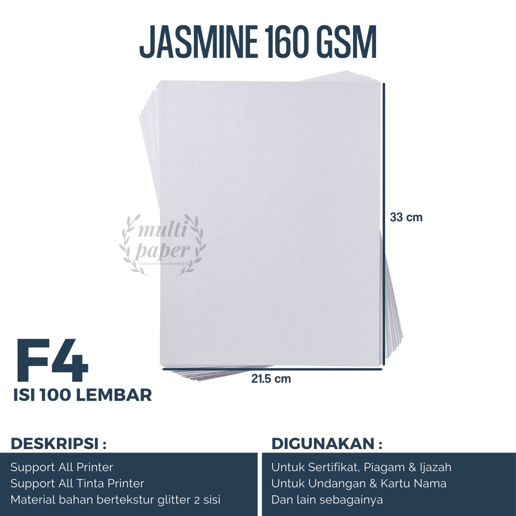 Jual Kertas Bunga Jasmine isi 100 lembar / Kertas Jasmine F4 / Undangan Jasmine Glitter F4 ...