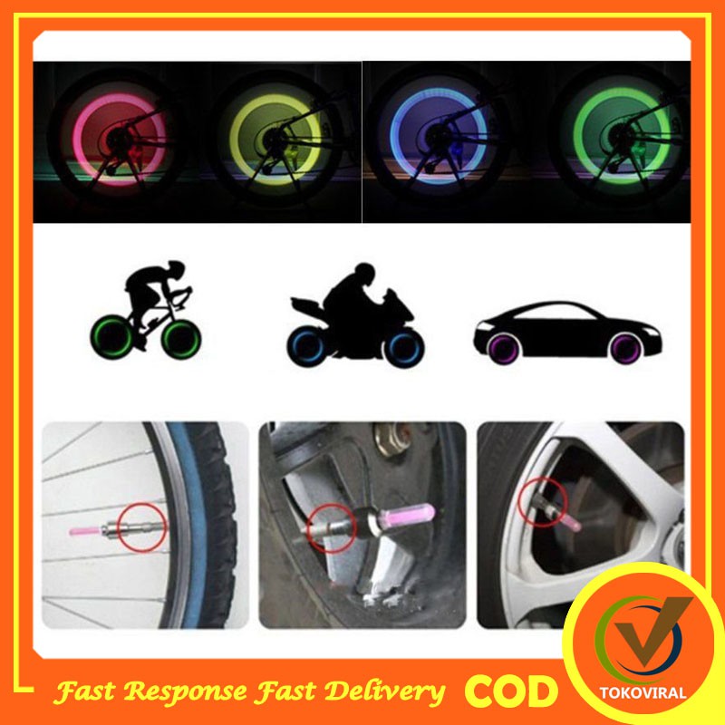 Jual (2 Pcs) Tutup Pentil LED Ban Mobil Motor Sepeda / Lampu LED Roda ...